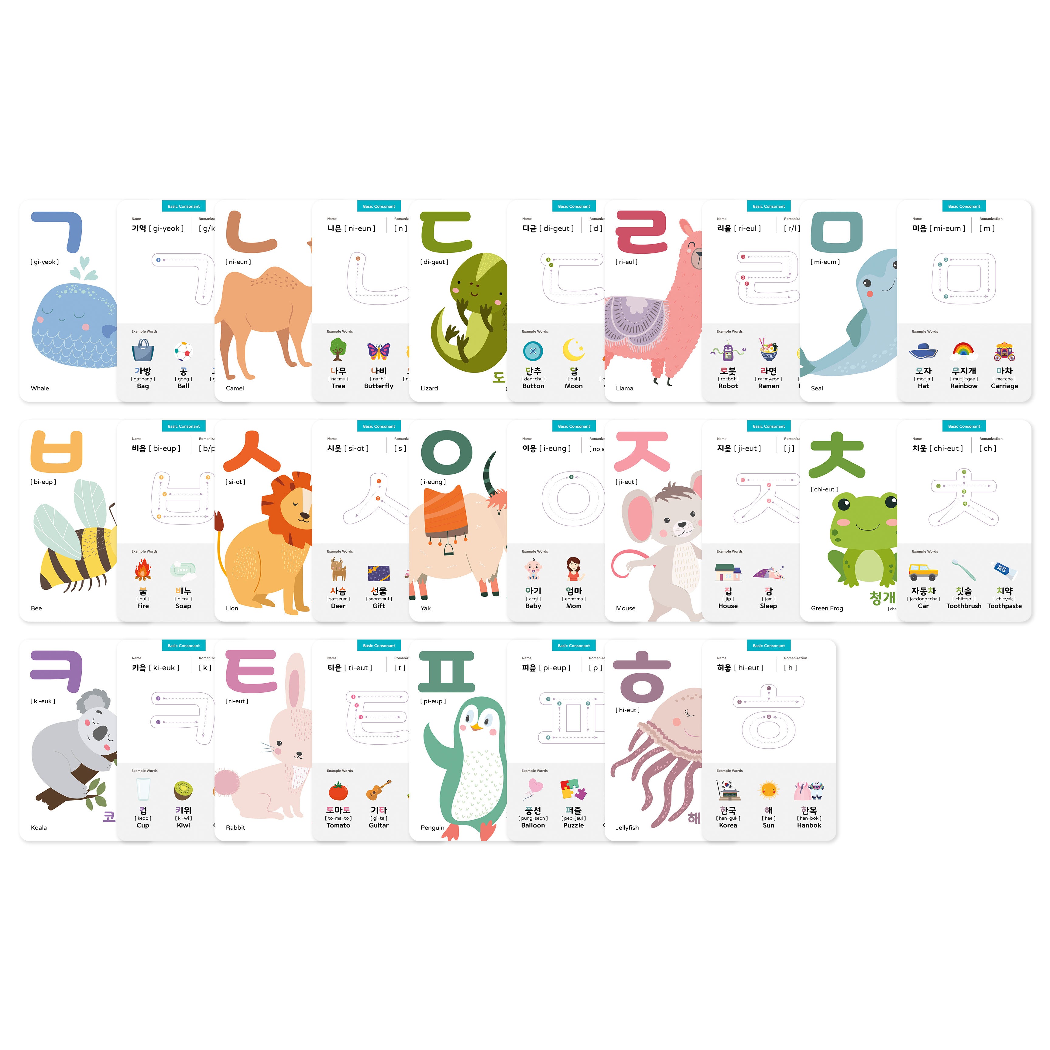 Printable Korean Hangul Flashcards Comprehensive Set – Stellarsol ...