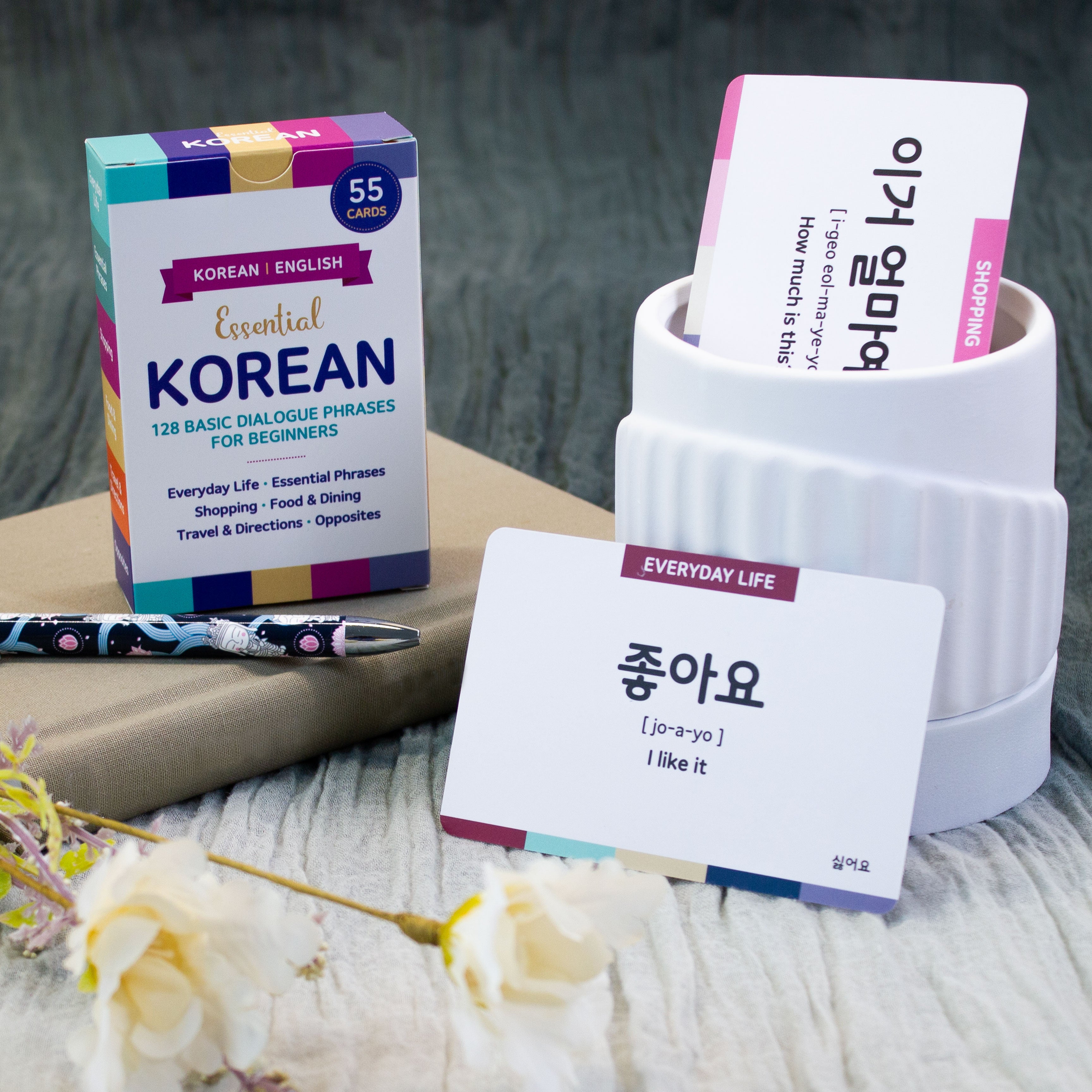 Pocket-Sized 55 Korean Basic Dialogue Flashcards for Beginners ...