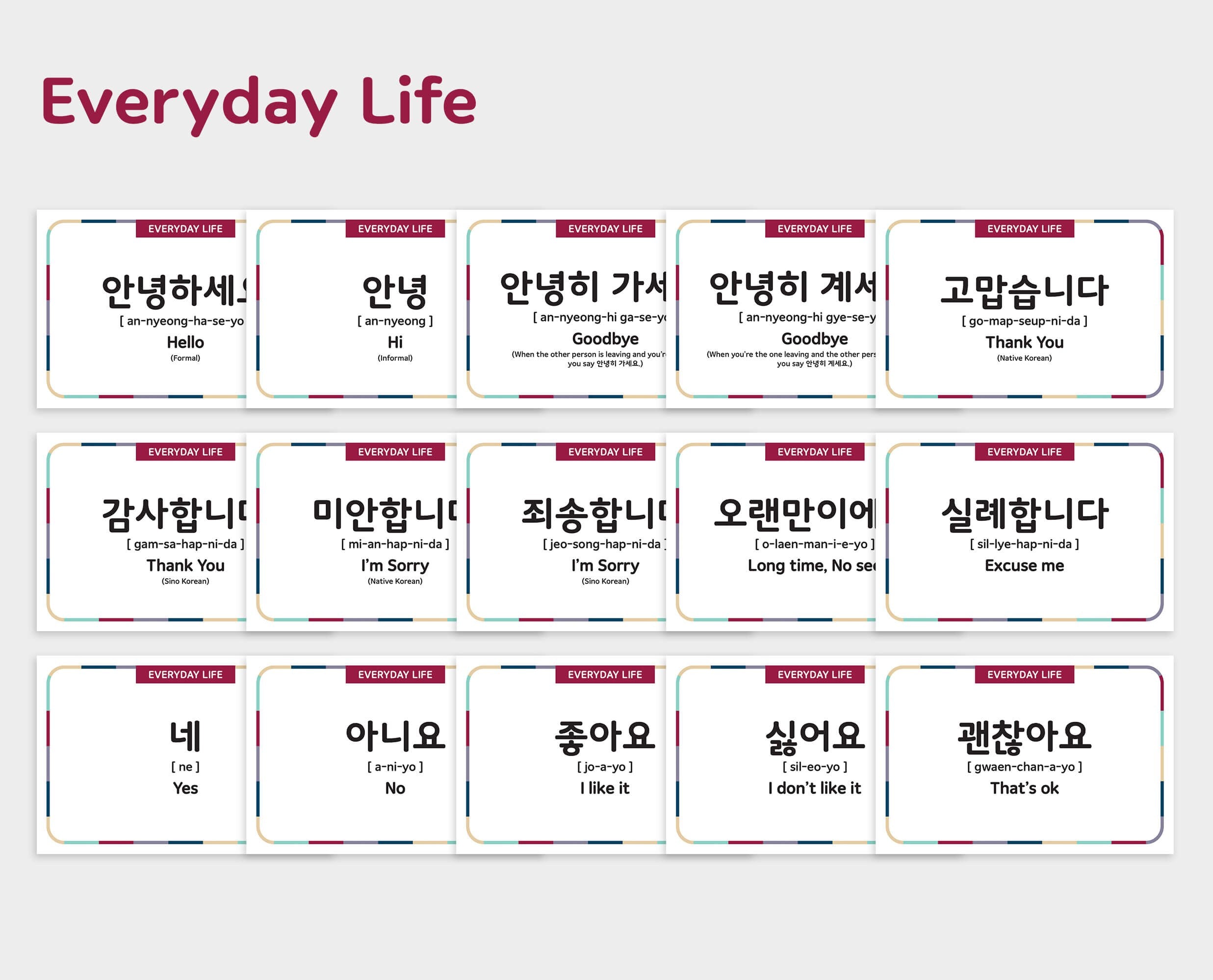 Printable Korean Basic Phrases Flashcards – Stellarsol® Creative Learning